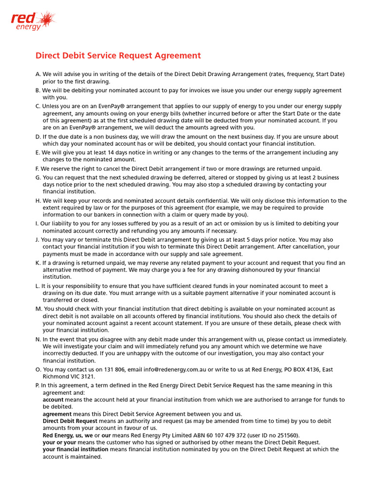 Direct Debit Service Request Agreement | PDF | Debit Card | Personal ...