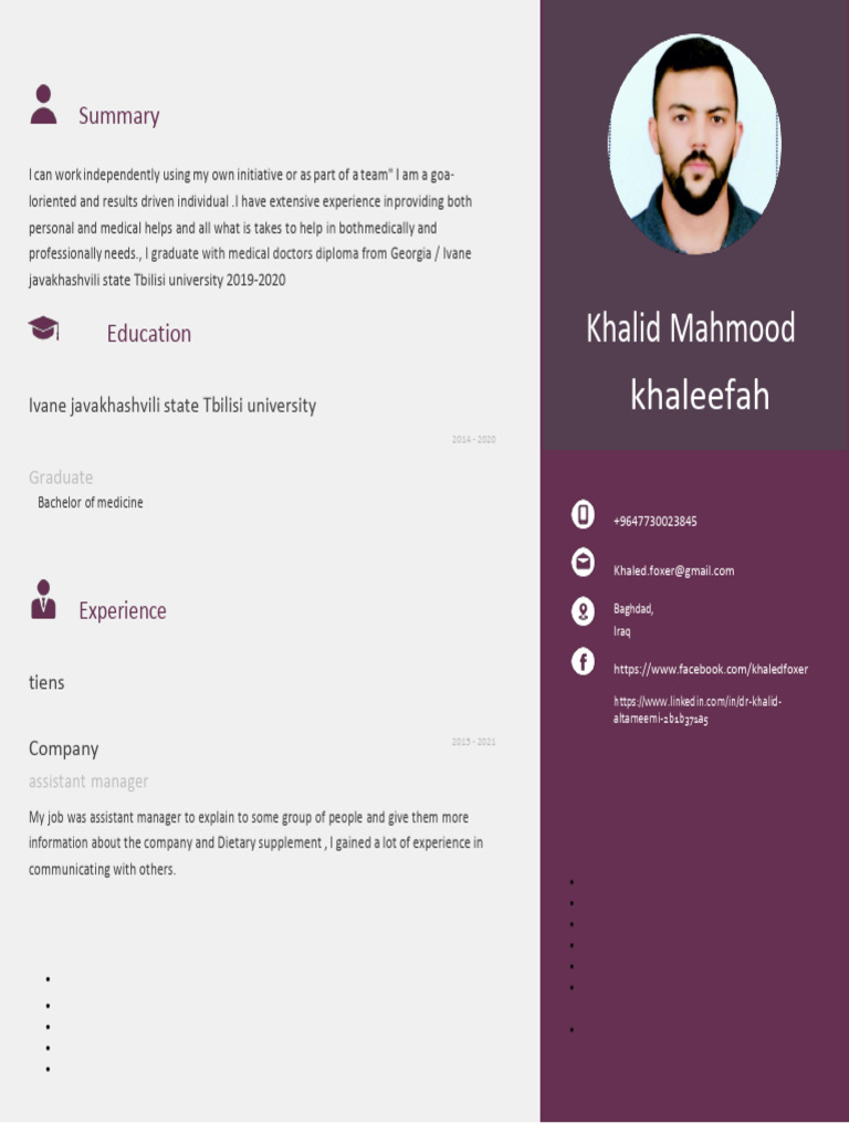 CV Khalid | PDF | Health Care | Medicine