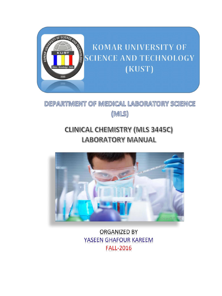 Clinical Chemistry Lab Manual Fall 2016 | PDF | Hepatitis | Blood Plasma