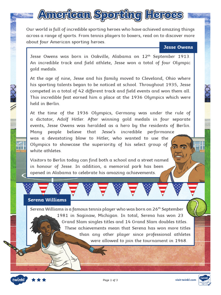 Harder T e 2550511 Uks2 American Sporting Heroes Differentiated Reading ...