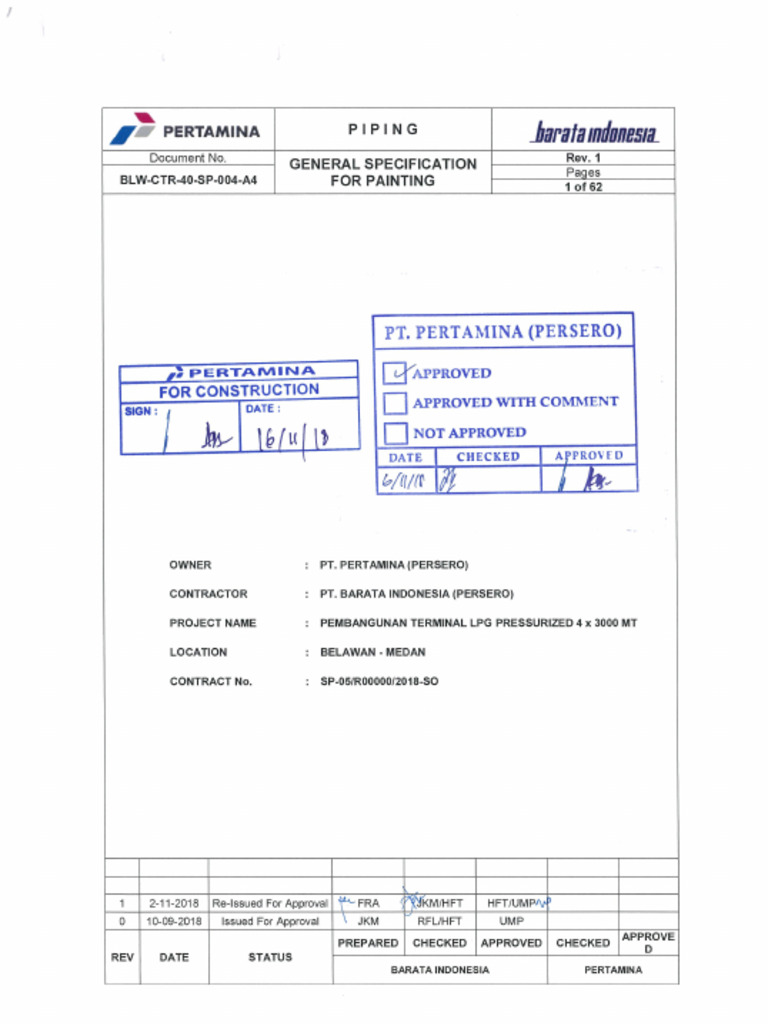 BLW-CTR-40-SP-004-A4 Rev. 1 - General Specification For Painting (APPROVED) | PDF | Paint | Epoxy