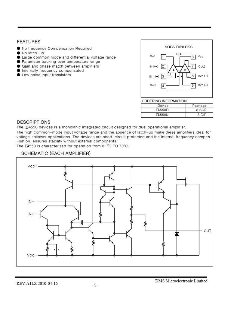 D4558 DMSMicroelectronic | PDF | Amplifier | Electronic Circuits