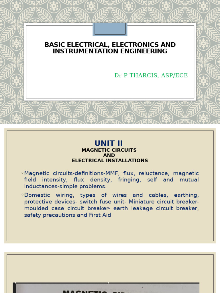 Be3252 Basic Electrical, Electronics and Instrumentation Engineering Unit 2 | PDF | Inductance ...