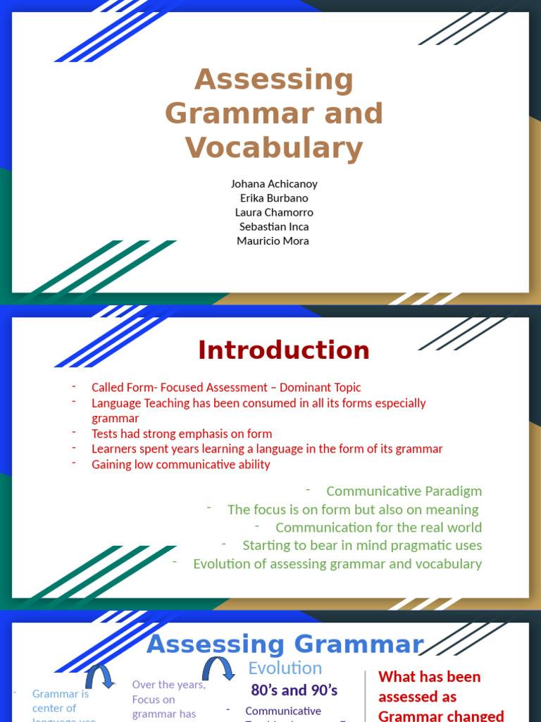Assessing Grammar and Vocabulary | PDF | Vocabulary | Grammar