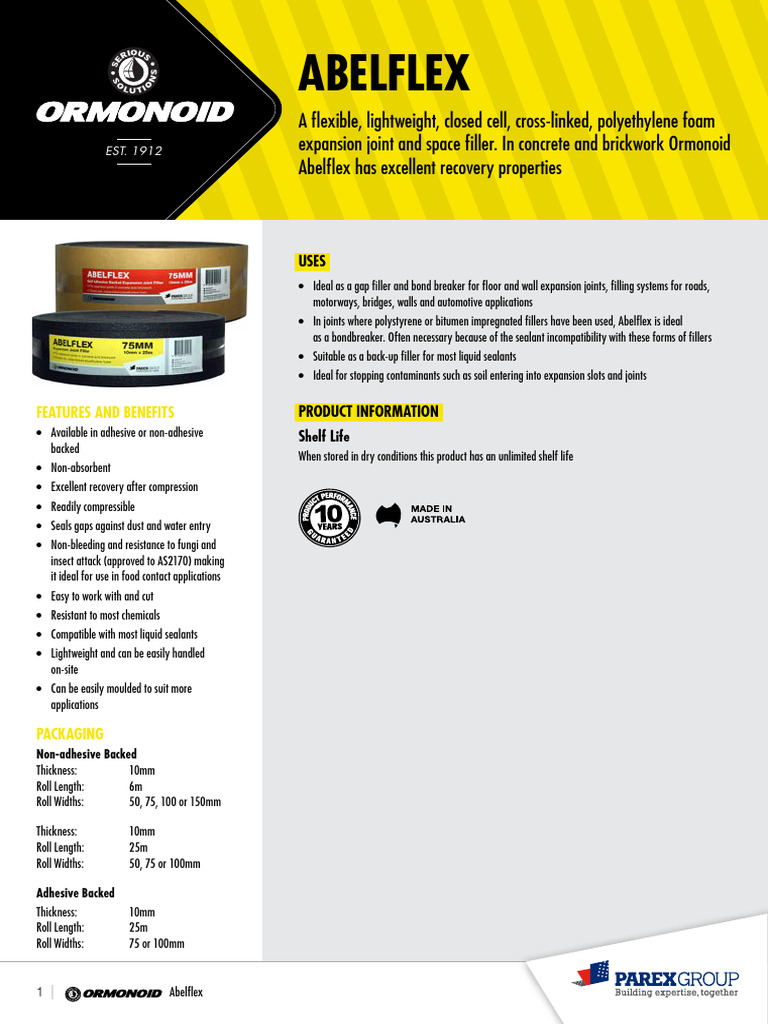 Ormonoid Abelflex Data Sheet | PDF | Polystyrene | Building Materials
