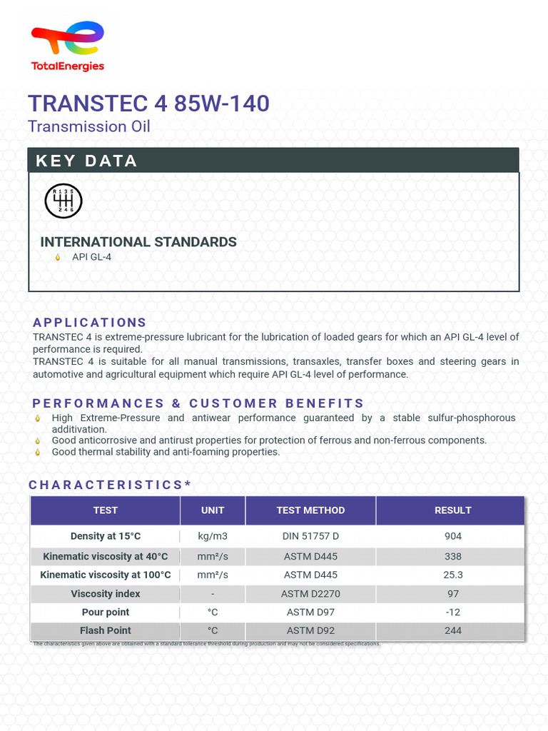 Transtec 4 85W140 | PDF | Mechanical Engineering