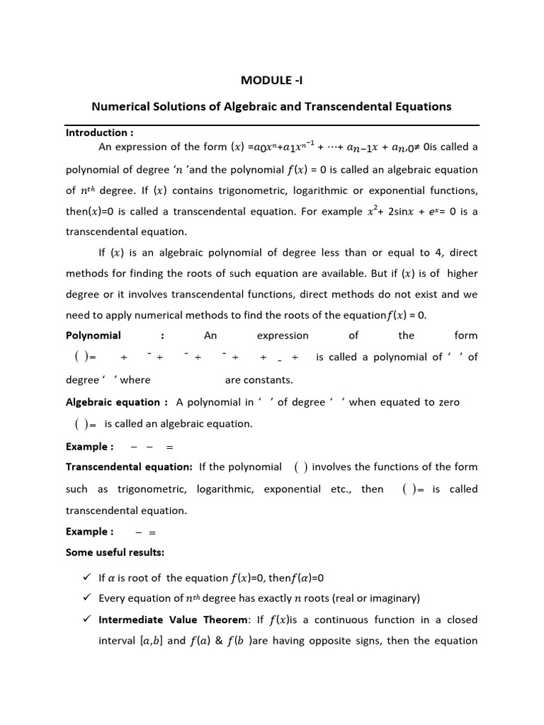 Module I | PDF | Finite Difference | Equations