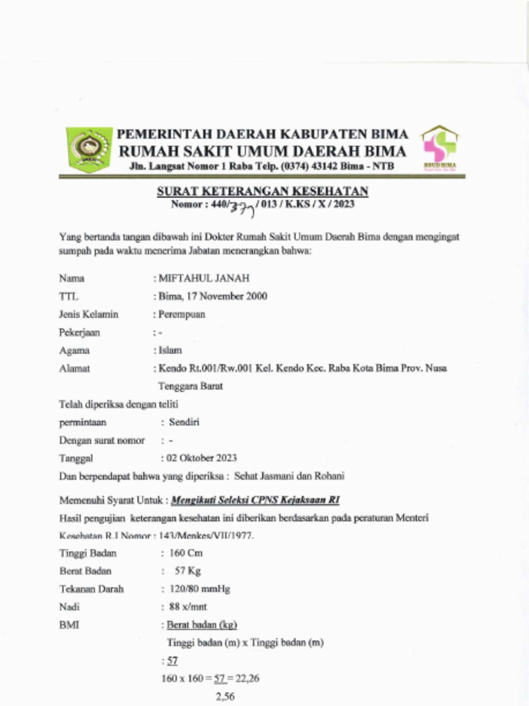 Surat Keterangan Bmi Pdf