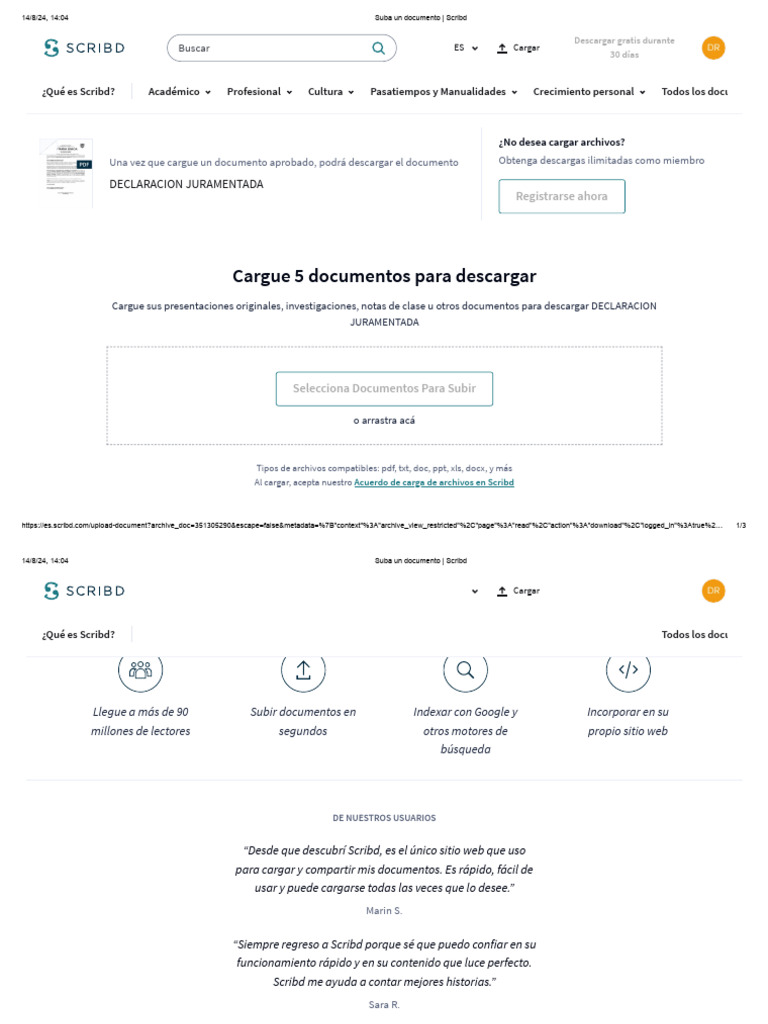 Suba un documento _ Scribd | PDF | Scribd | Red mundial