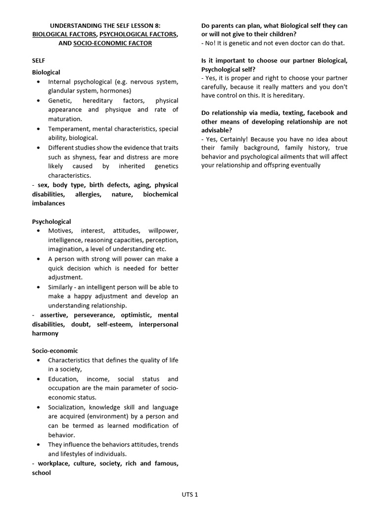 5_UTS | PDF | Human Sexuality | Self Concept