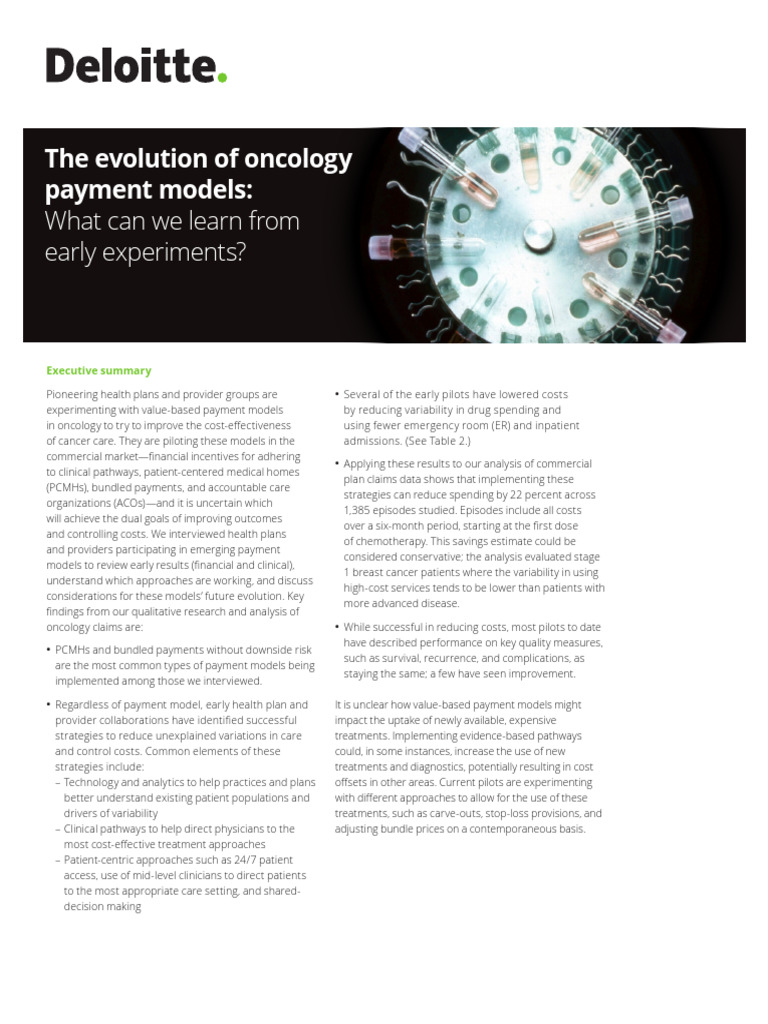 Evolution of Oncology Payment Models | PDF | Cancer | Evidence Based ...