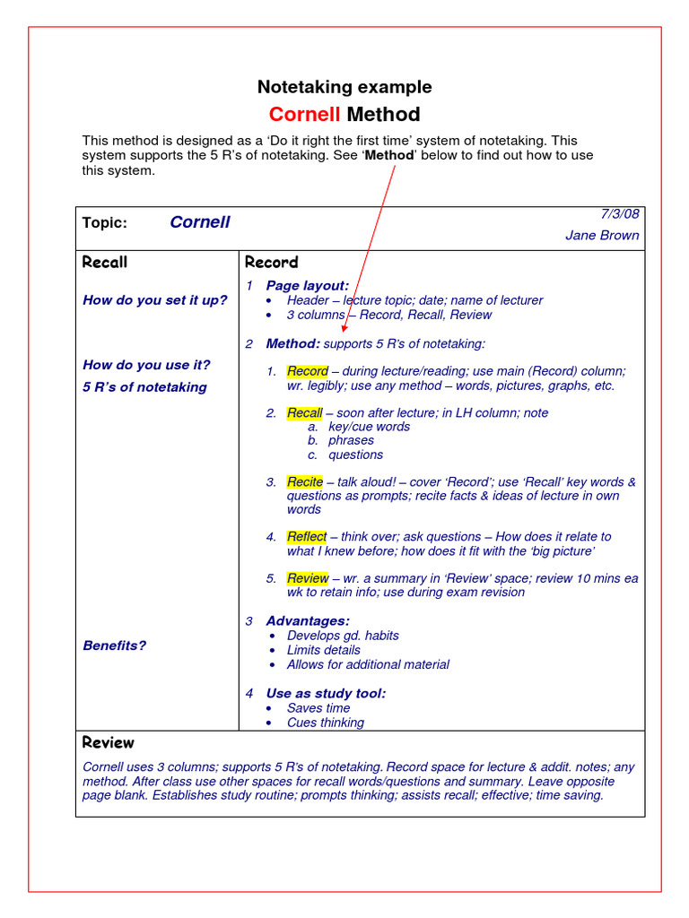 Cornell Example | PDF | Career & Growth