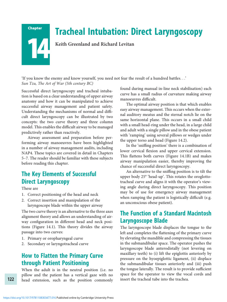 Direct Laryngoscopy for Tracheal Intubation | PDF | Breathing ...