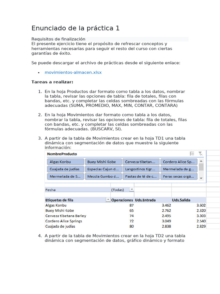 Enunciado de La Práctica 1 | PDF | Archivo de computadora | Microsoft Excel