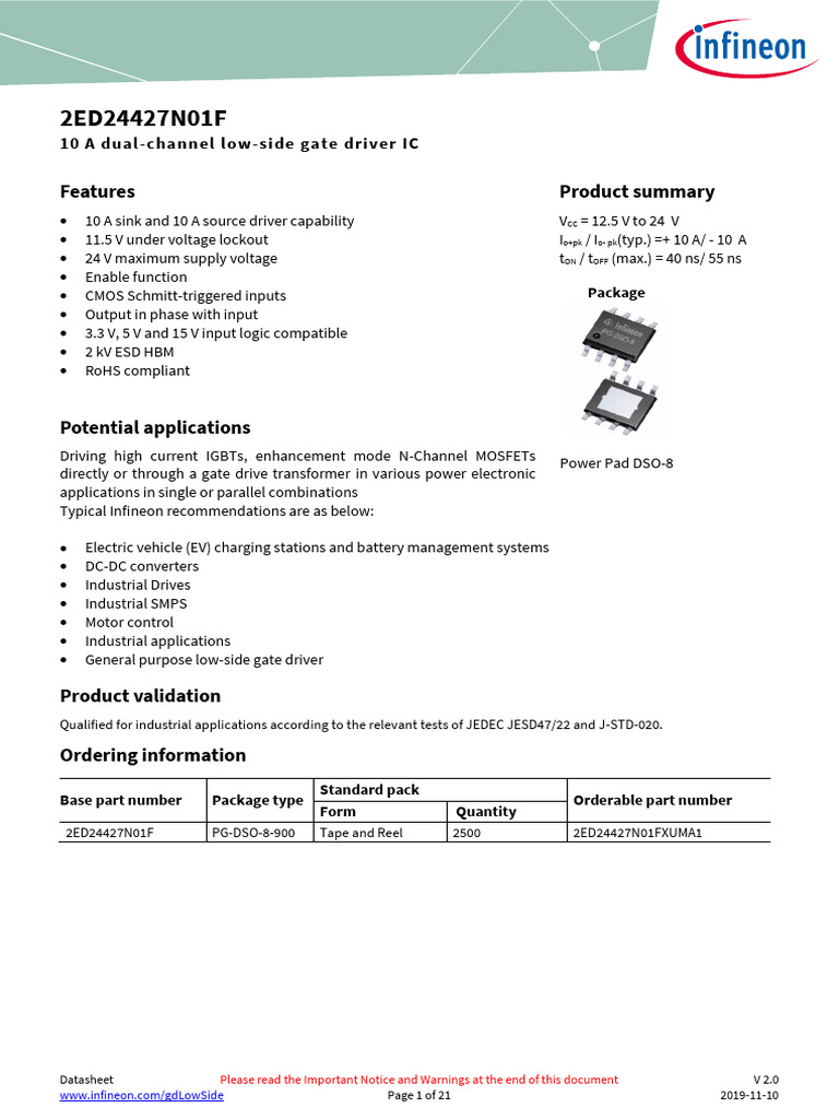 Infineon-2ED24427N01F-DataSheet-v02_00-EN | PDF | Capacitor | Electronic Circuits