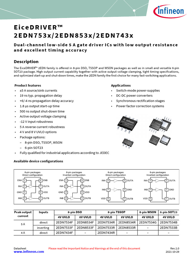 Infineon 2EDN7434R DataSheet v01 - 00 EN | PDF | Mosfet | Logic Gate