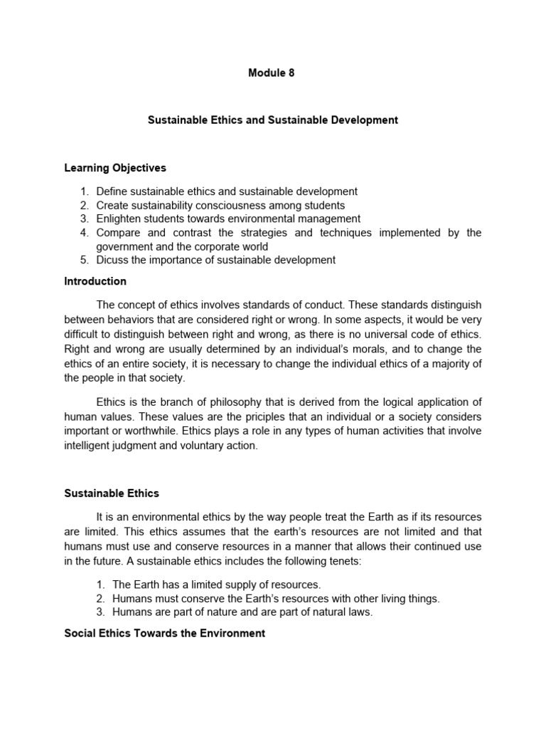 PEE Module 8 | PDF | Sustainability | Sustainable Development