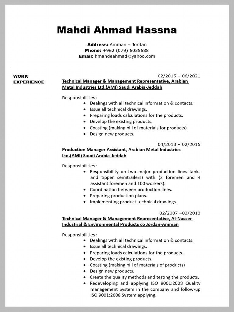 Mahdi Resume | PDF | Jordan | Engineering