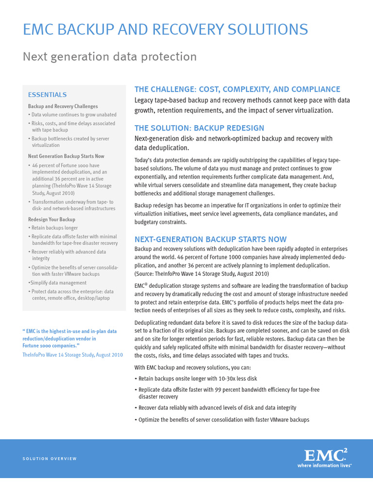 h7012 Brs Solution Overview So | PDF | Backup | Computing