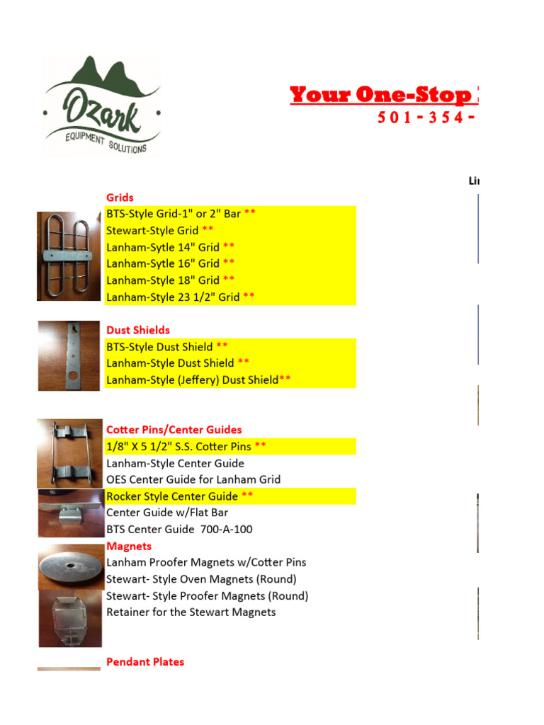 Ozark Parts List-1 | PDF