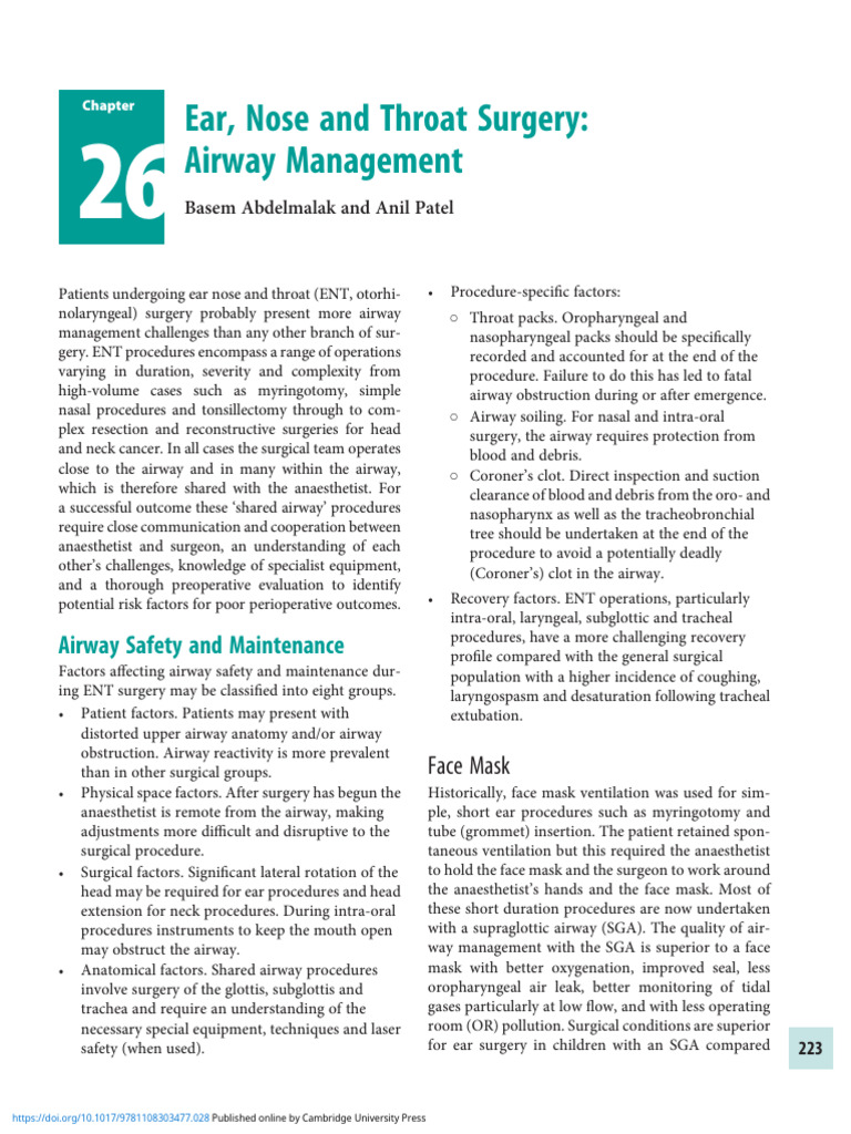 26 Ear - Nose - and - Throat - Surgery - Airway - Management | PDF ...