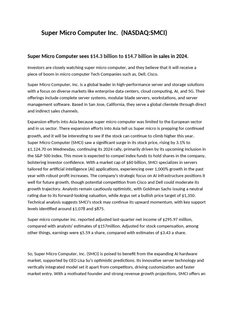 Super Micro Computer's Growth Forecast | PDF | Dell | Business