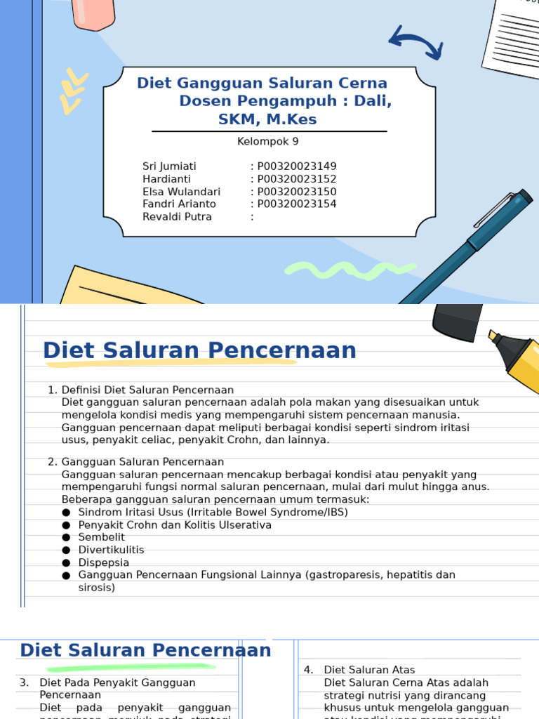 Ppt-Kelompok 9-Diet Gangguan Saluran Cerna-1 | PDF
