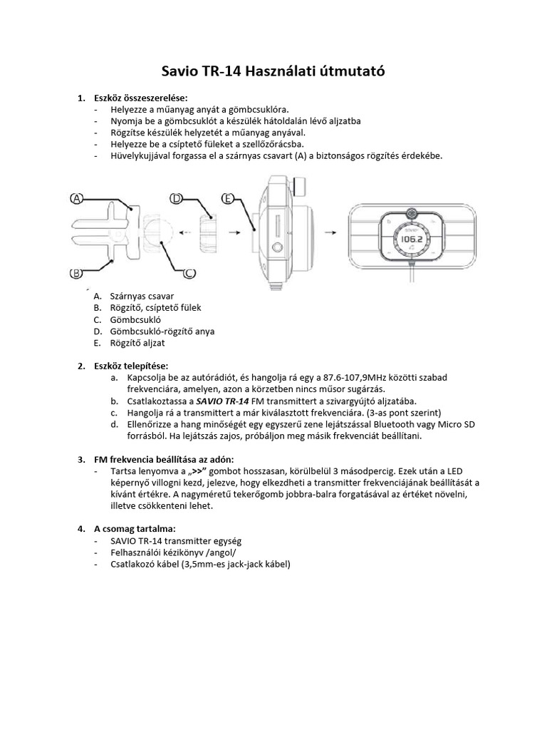 Savio TR 14 Hasznalati Utmutato | PDF