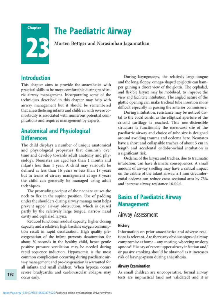 23 Paediatric Airway | PDF | Clinical Medicine | Respiratory System