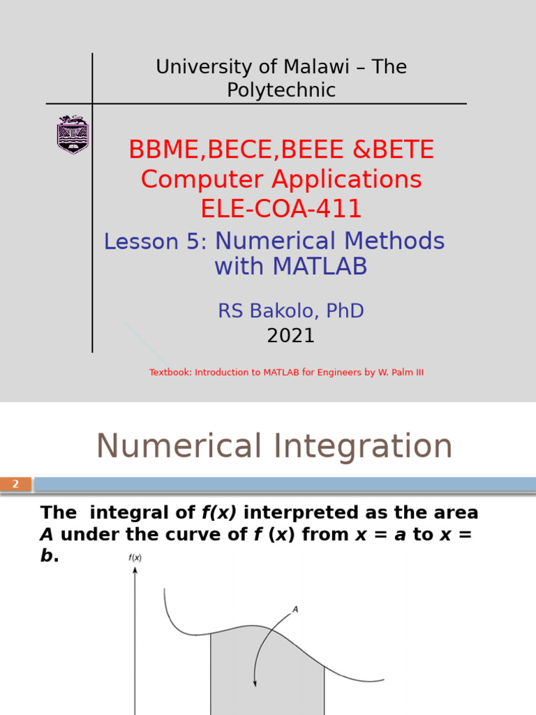 NumericalMethods - Lesson 5 - 2021 | PDF | Derivative | Integral
