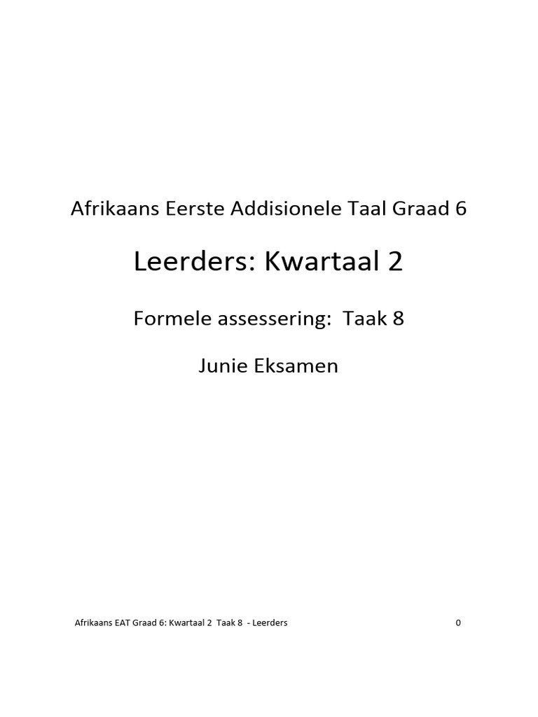GR 6 Leerders Formele Assessering Taak 8 Kwartaal 2 | PDF