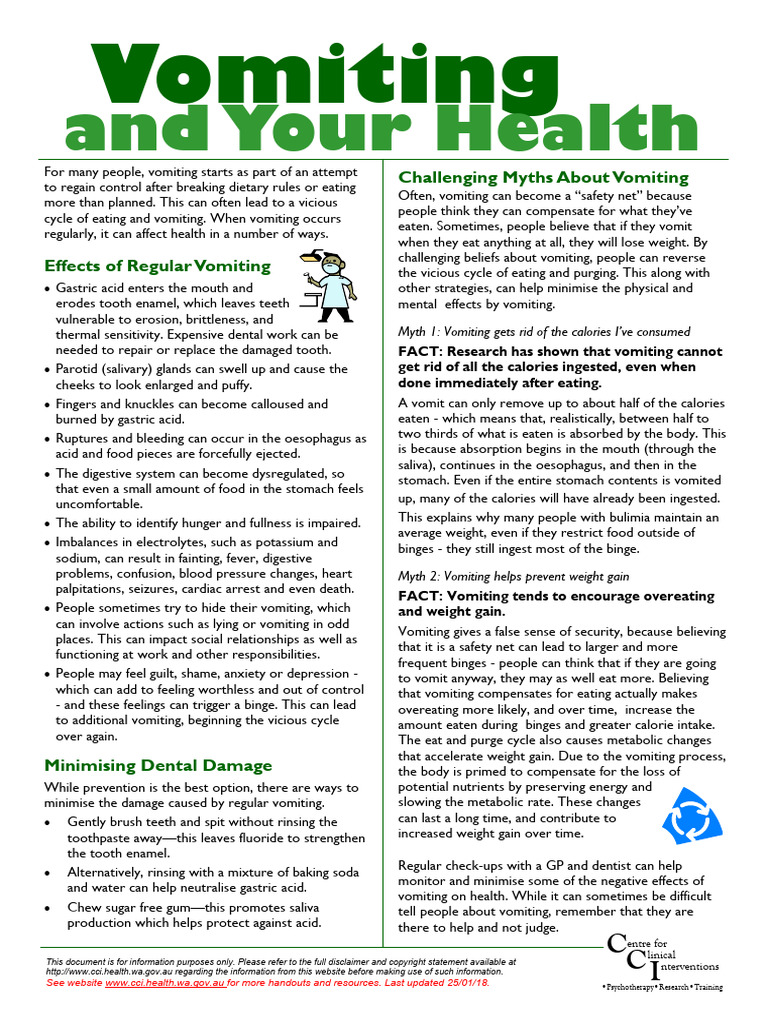 vomiting-and-your-health | PDF | Vomiting | Bulimia Nervosa
