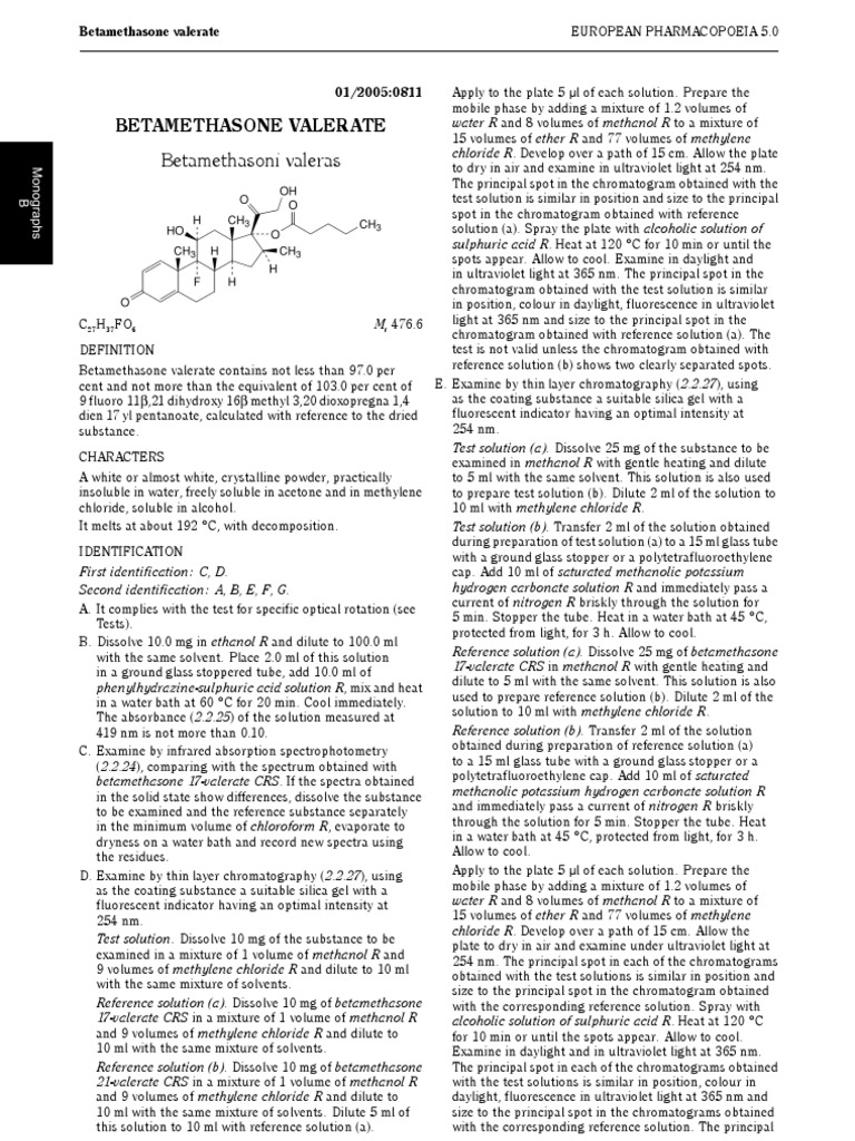 Betamethasone Valerate | PDF | Chromatography | Solution
