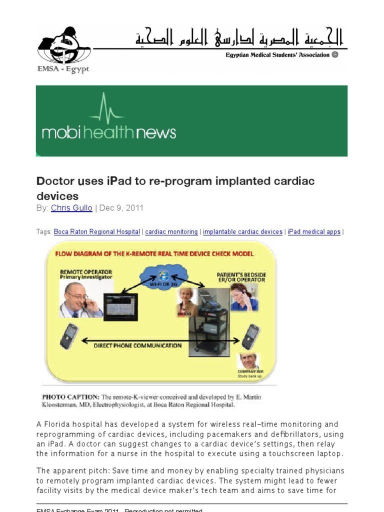 Doctor Uses Ipad To Re-Program Implanted Cardiac Devices: Chris Gullo | PDF | Artificial Cardiac ...