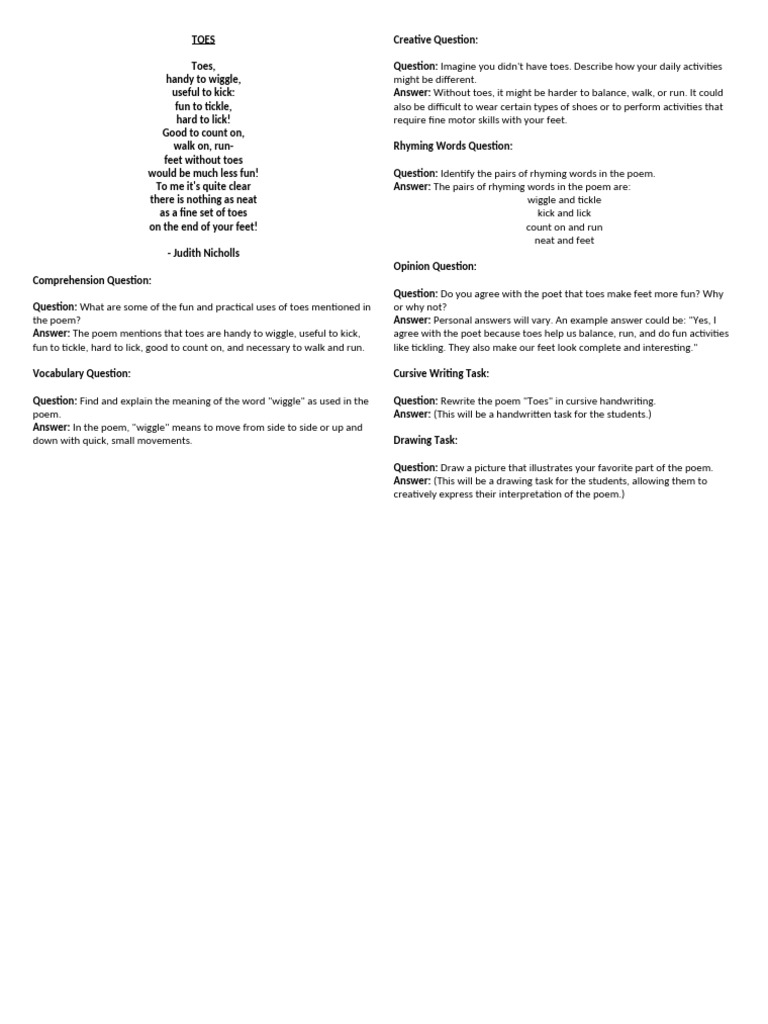 TOES | PDF | Poetry