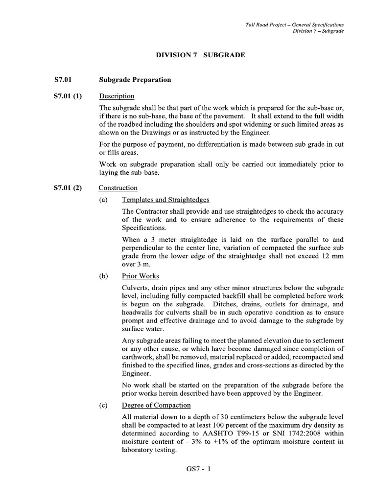 5d. Spesifikasi Subgrade Preparation | PDF