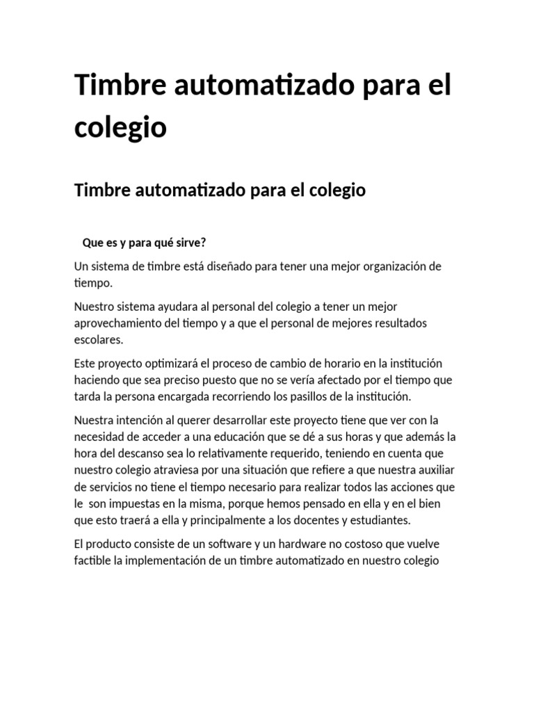 Timbre automatizado para el colegio | PDF