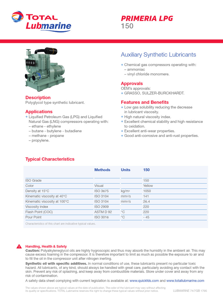 Primeria LPG 150 - TDS | PDF | Liquefied Petroleum Gas | Lubricant