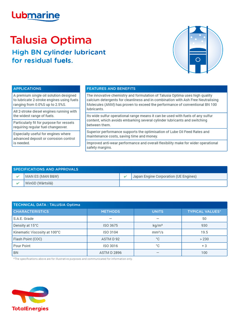 Talusia-Optima TDS | PDF | Lubricant | Diesel Engine