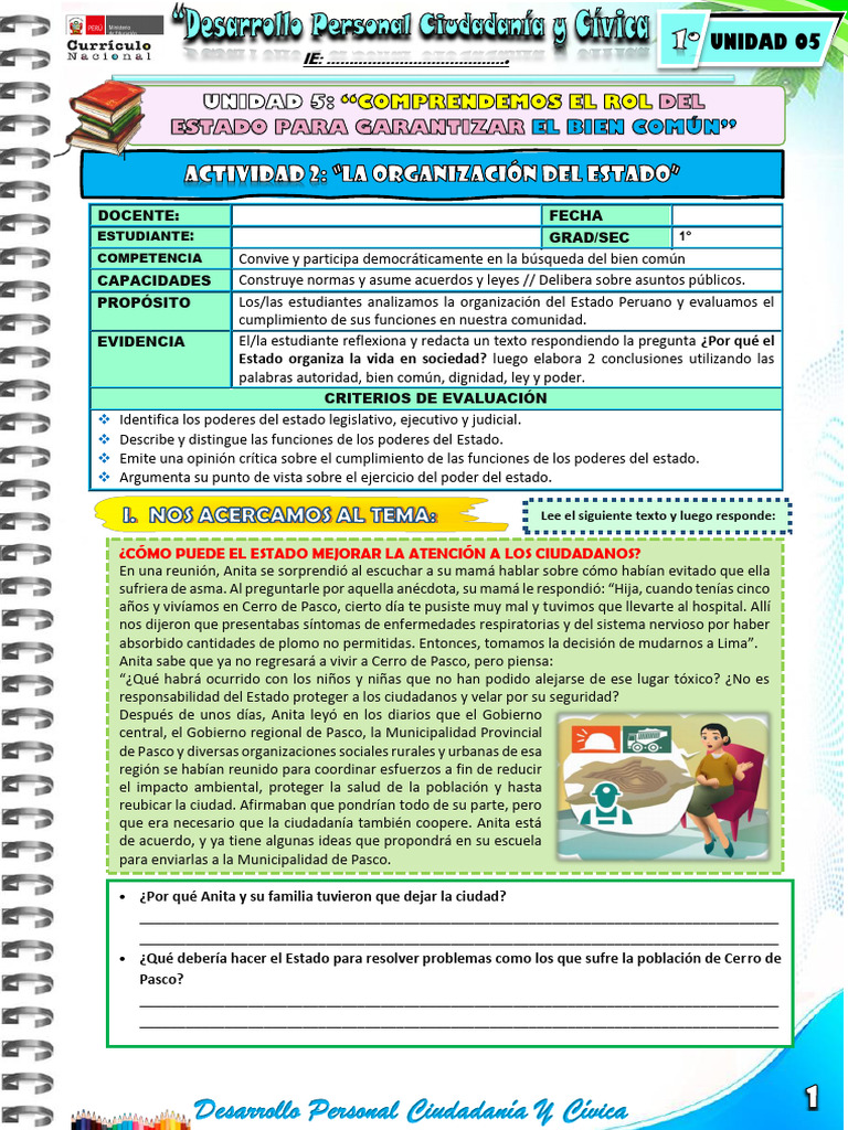 1° DPCC - EL ROL DEL ESTADO PARA EL BIEN COMUN | PDF | Ministerio ...