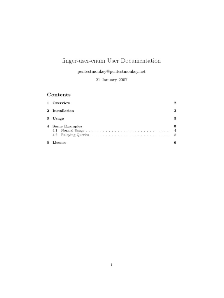 Finger User Enumeration Tool Guide | PDF | Perl | File Transfer Protocol