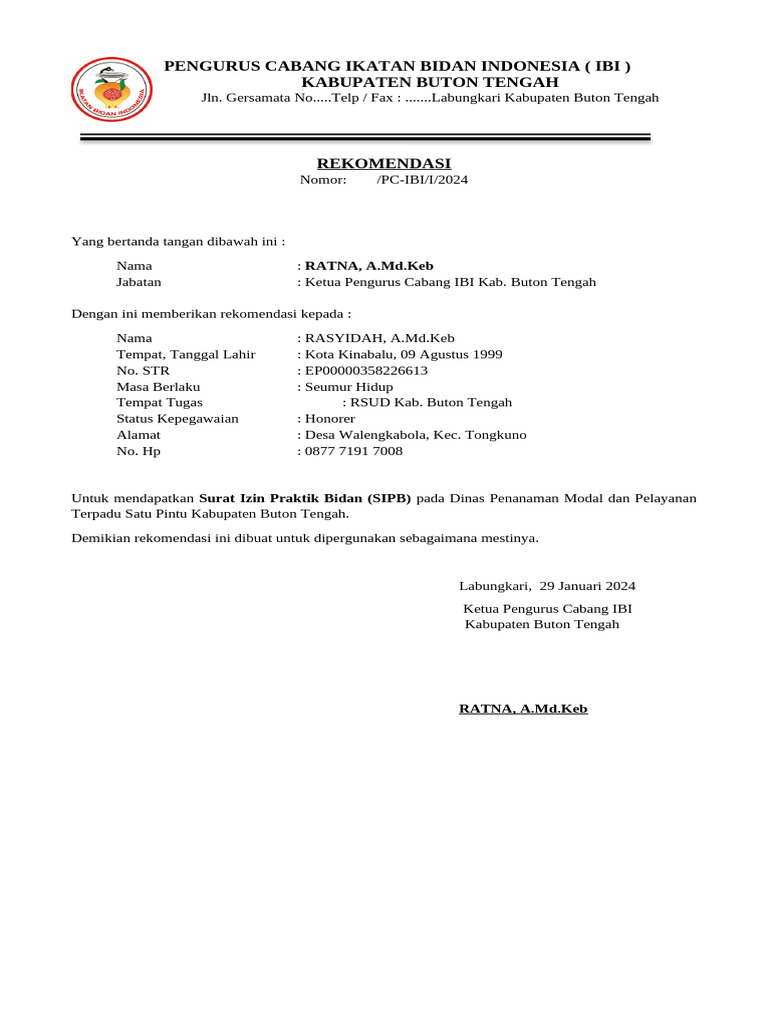 Rekomendasi Sipb Ibi | PDF