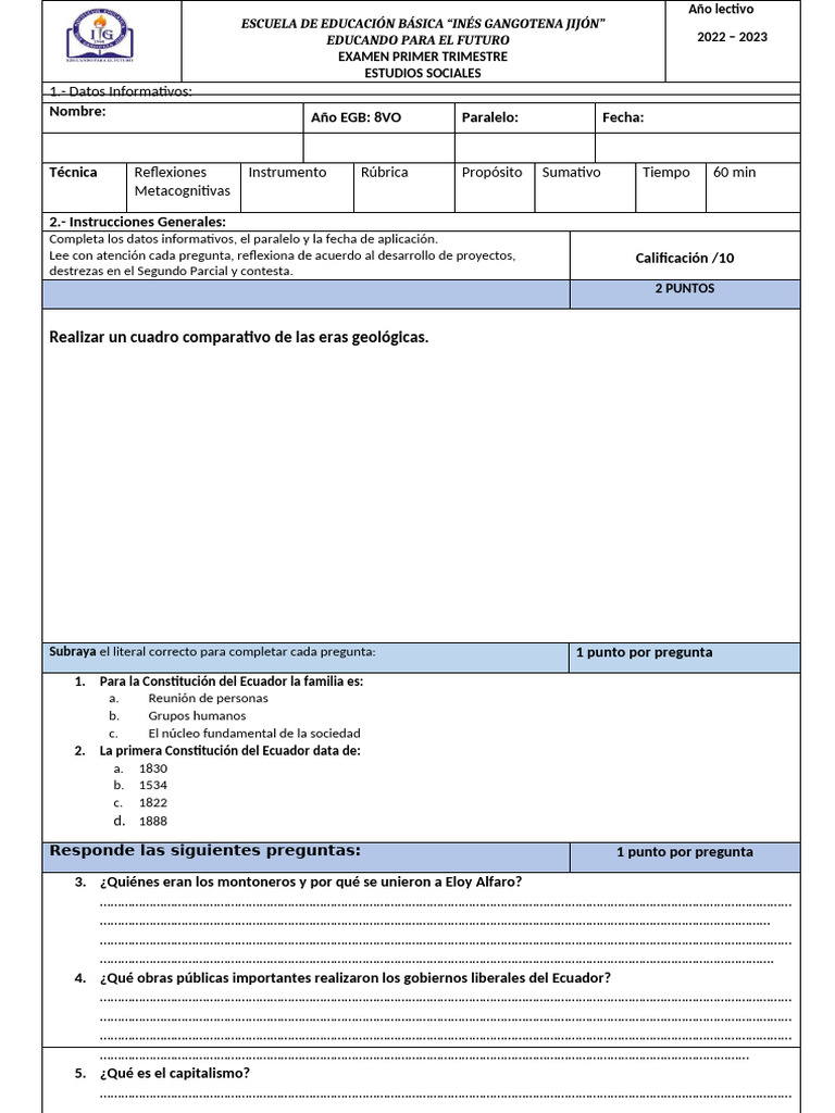 Examenes 8vo, 9no y 10mo Eess | PDF | Informática