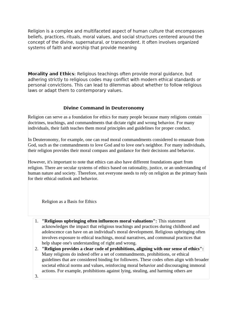 Religion Is A Complex and Multifaceted Aspect of Human Culture That ...