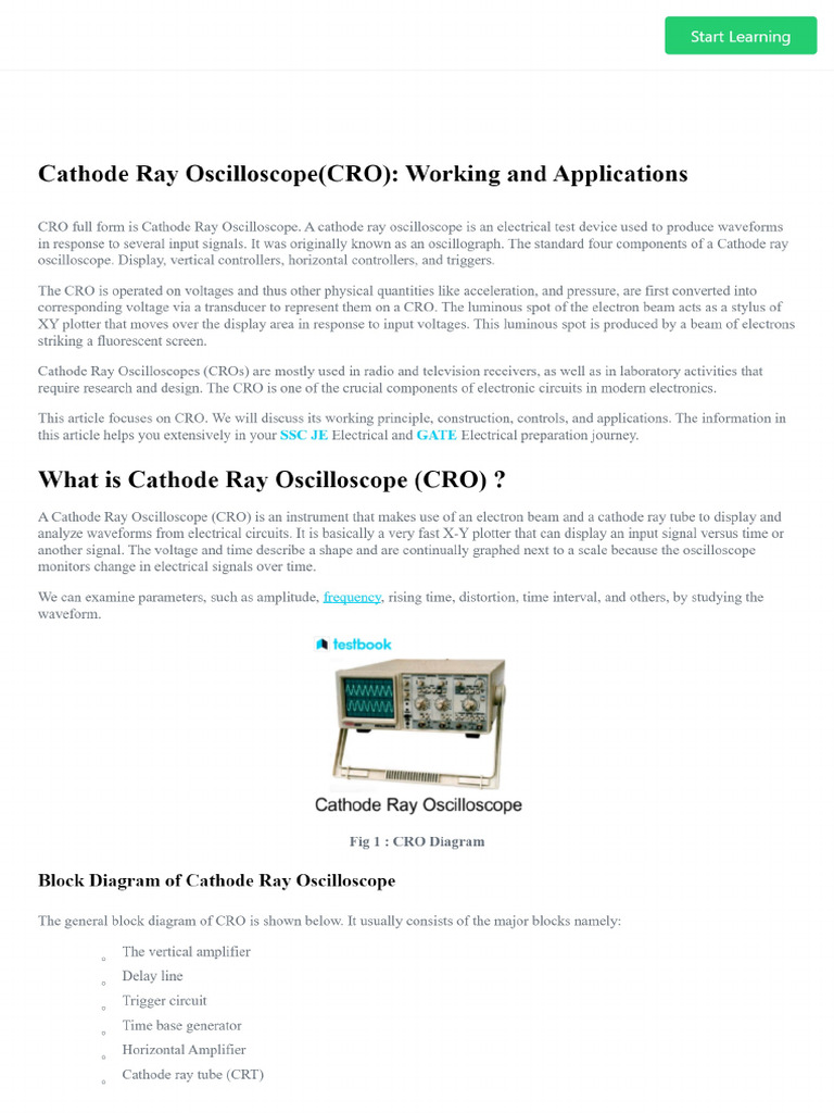 Cathode Ray Oscilloscopecro Working Construction Applications Ce34bde9 ...