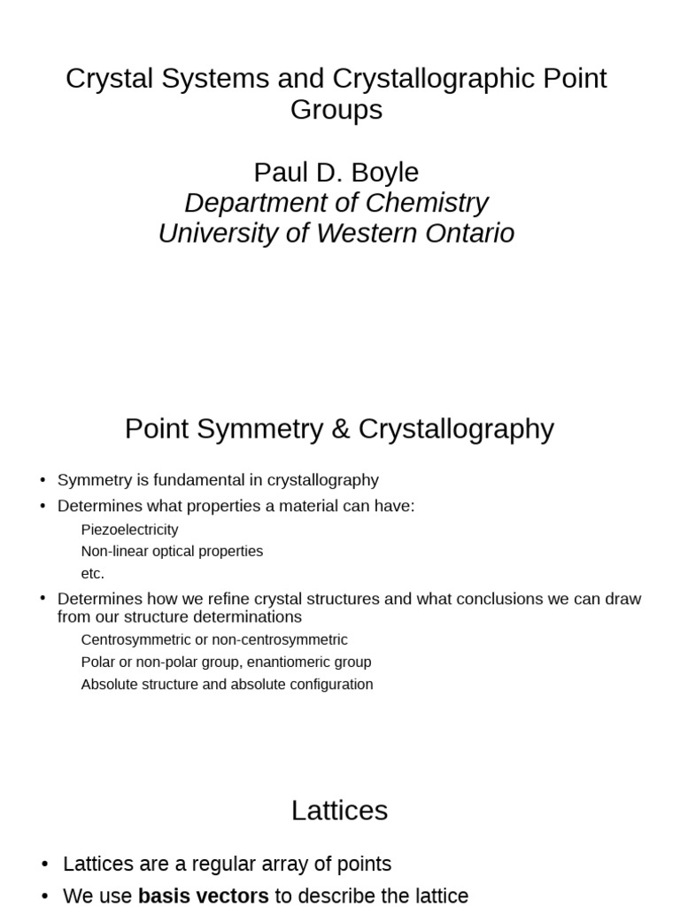 Point Group Symmetry and Crystal Systems | PDF | Crystal Structure | Classical Geometry