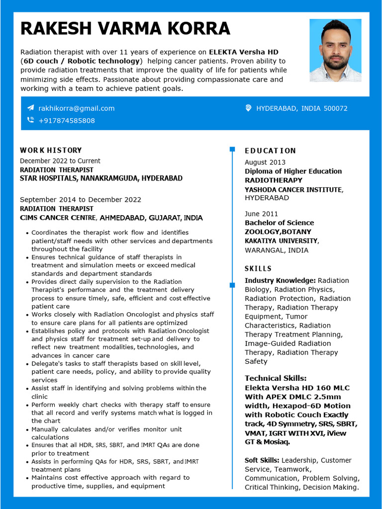 Rakesh CV | PDF | Radiation Therapy | Oncology