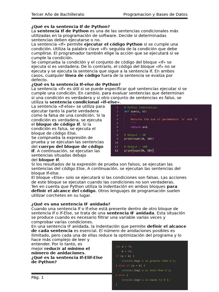 Taller de Tercero Bachillerato | PDF | Python (lenguaje de programación) | Lenguaje de programación