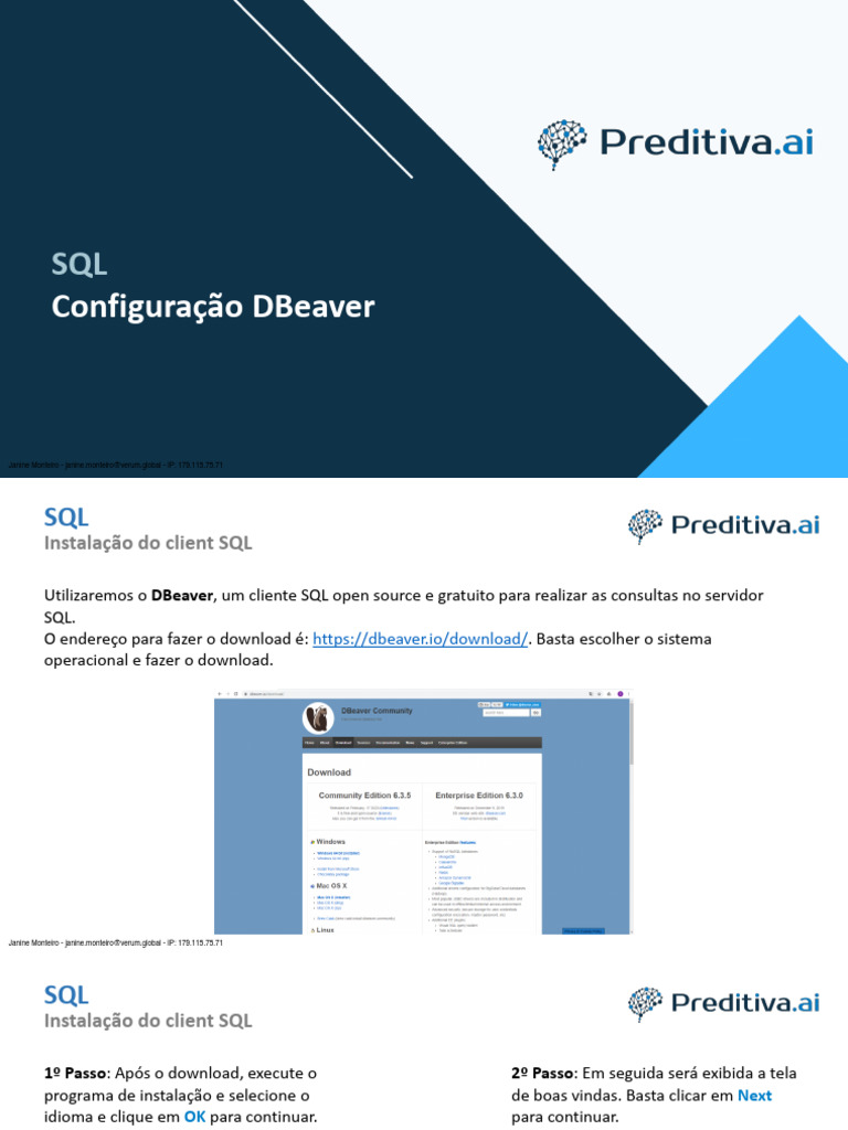 Configuração Dbeaver | PDF | Endereço de IP | SQL