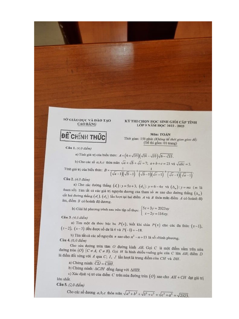 HSG 9 TỈNH CAO BẰNG | PDF